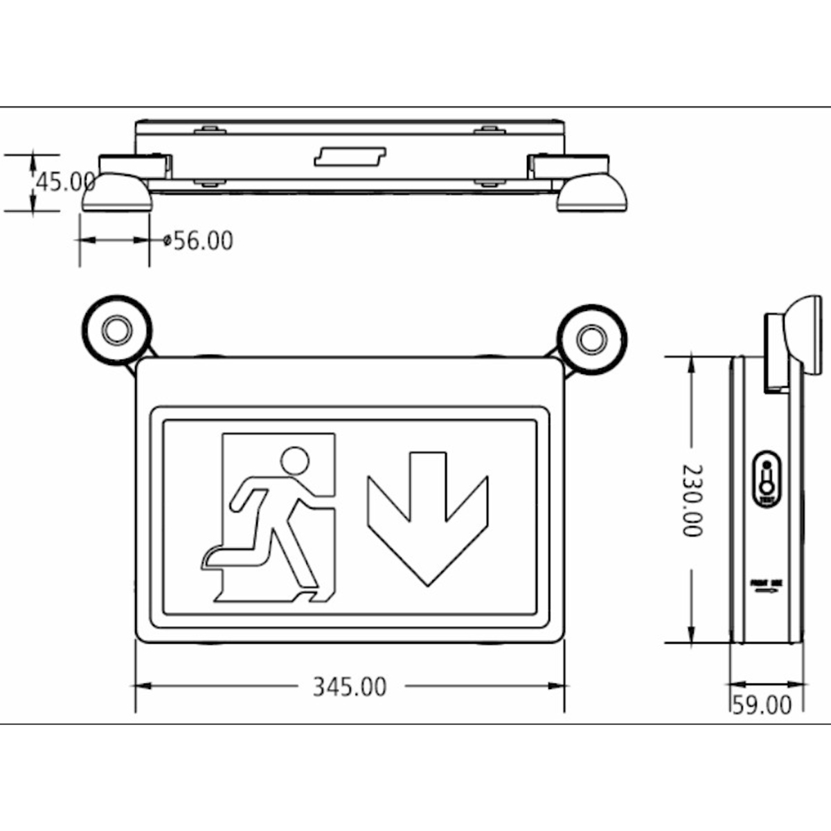 Standard Led Exit Sign Light With Dual Emergency Light Running Man And